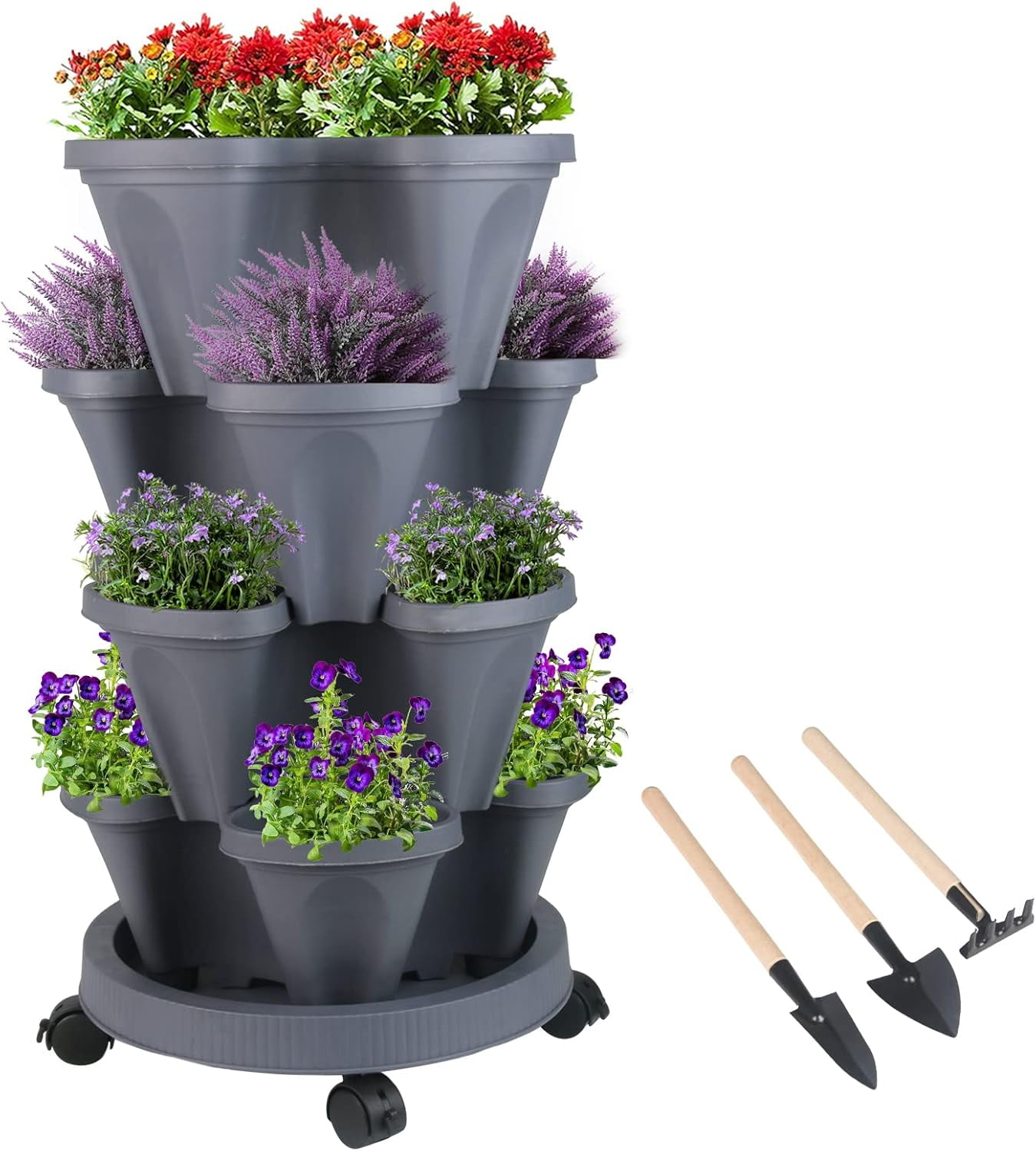 Vertical Planter 4 Tier Stackable Planters Garden Planters Strawberry ...