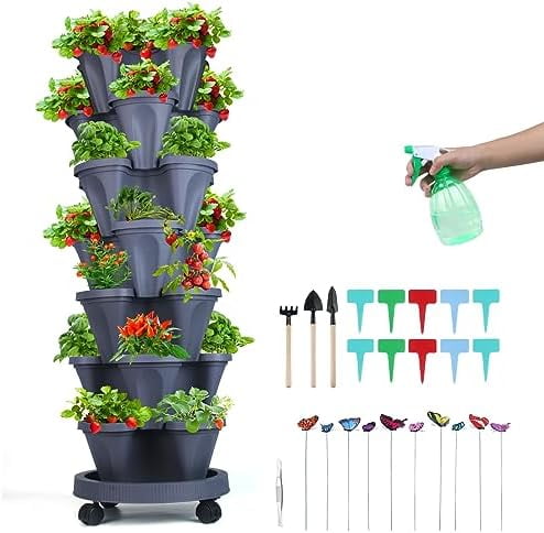 Vertical Planter 5 Tier Stackable Planters Garden Planters Strawberry ...