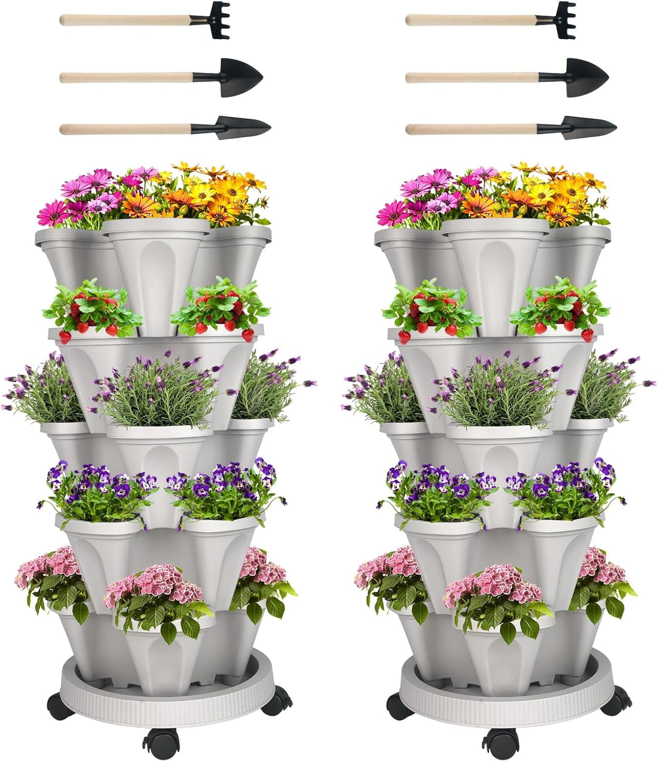 Vertical Planter 5 Tier Stackable Planters Garden Planters Strawberry ...