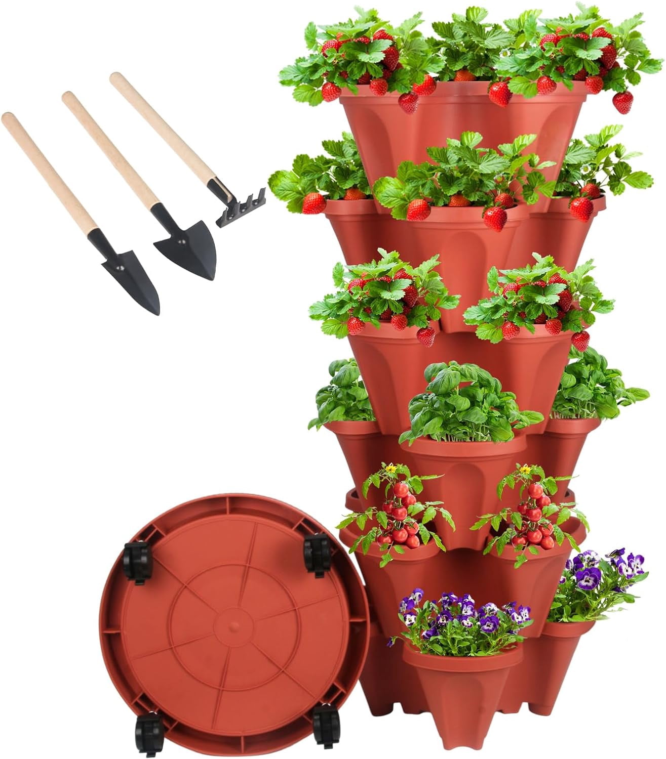 Vertical Planter 6 Tier Stackable Planters Garden Planters Strawberry ...