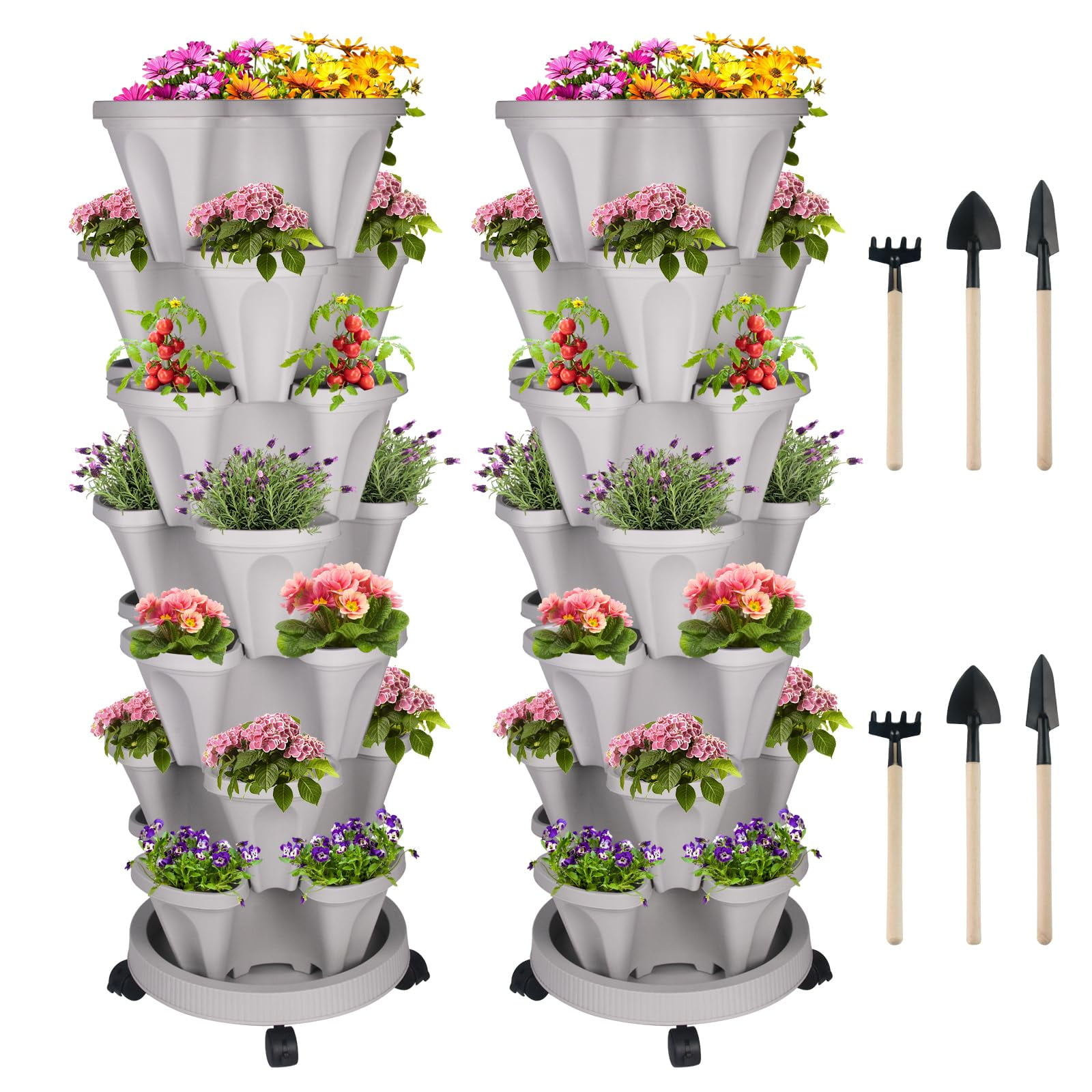 Vertical Planter 7 Tier Stackable Planters Garden Planters Strawberry Herb Flower and Vegetable ...