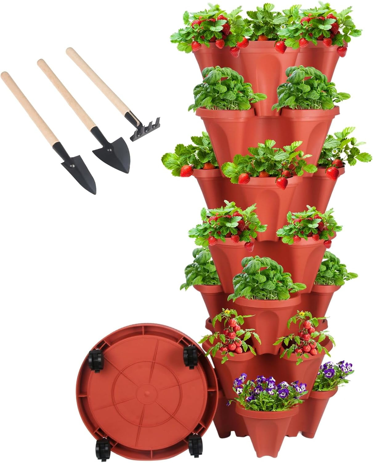 Vertical Planter 7 Tier Stackable Planters Garden Planters Strawberry Herb Flower and Vegetable ...
