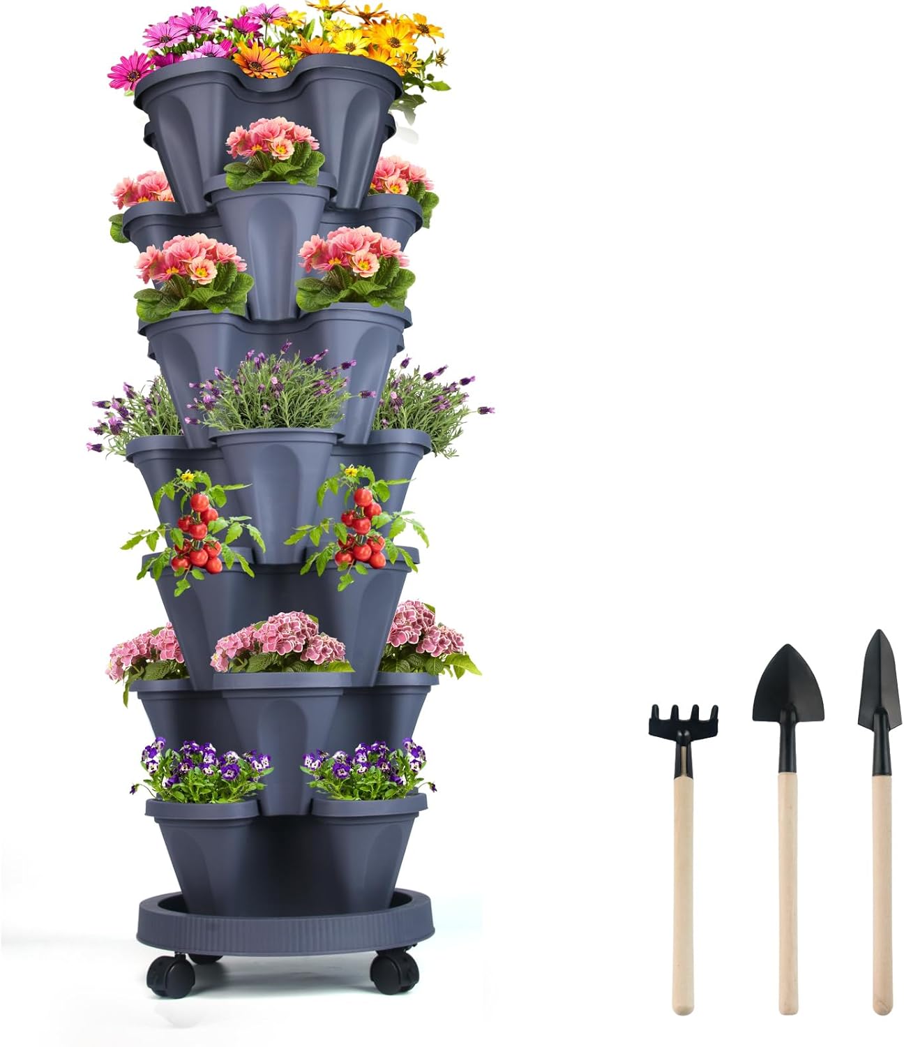Vertical Planter 7 Tier Stackable Planters Garden Planters Strawberry ...