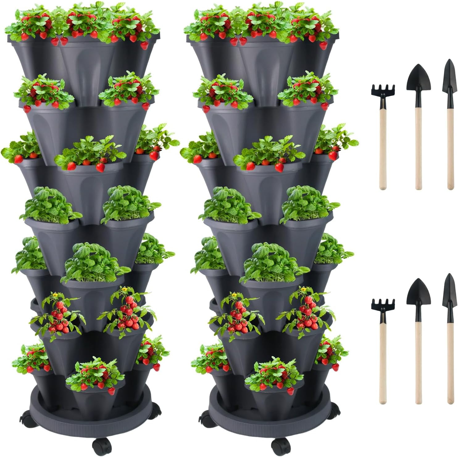 Vertical Planter 7 Tier Stackable Planters Garden Planters Strawberry Herb Flower and Vegetable ...