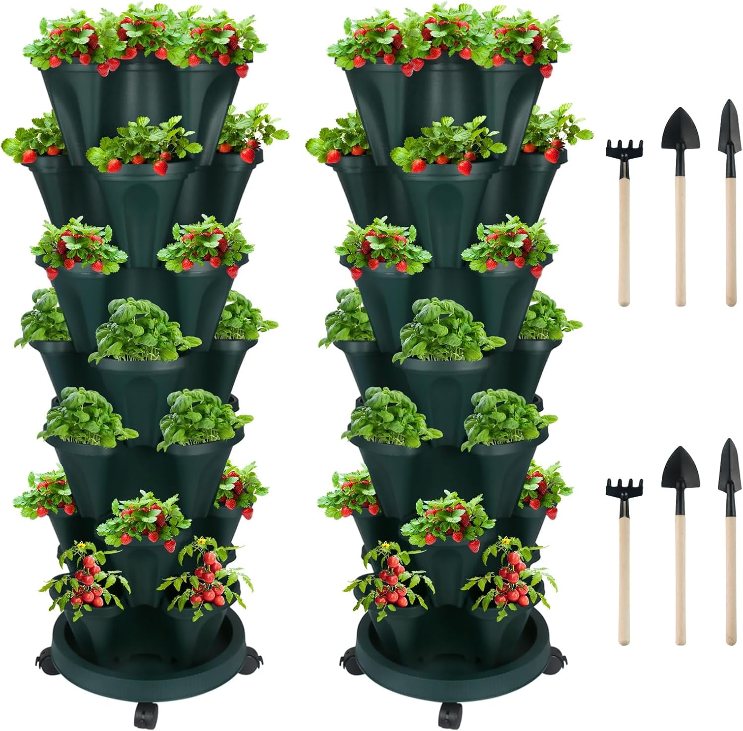 Vertical Planter 7 Tier Stackable Planters Garden Planters Strawberry Herb Flower and Vegetable ...
