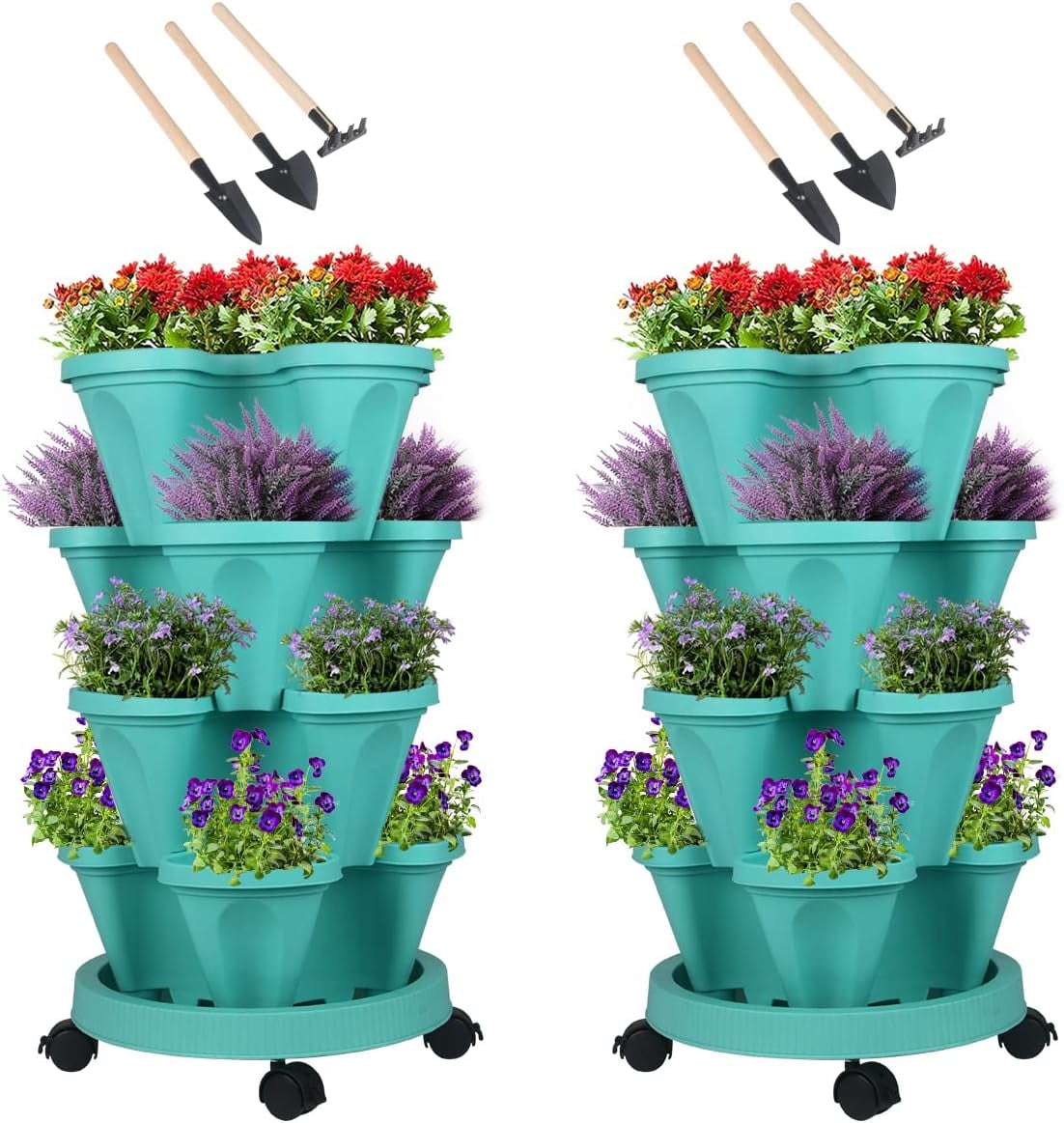 Vertical Planter 7 Tier Stackable Planters Garden Planters Strawberry Herb Flower and Vegetable ...