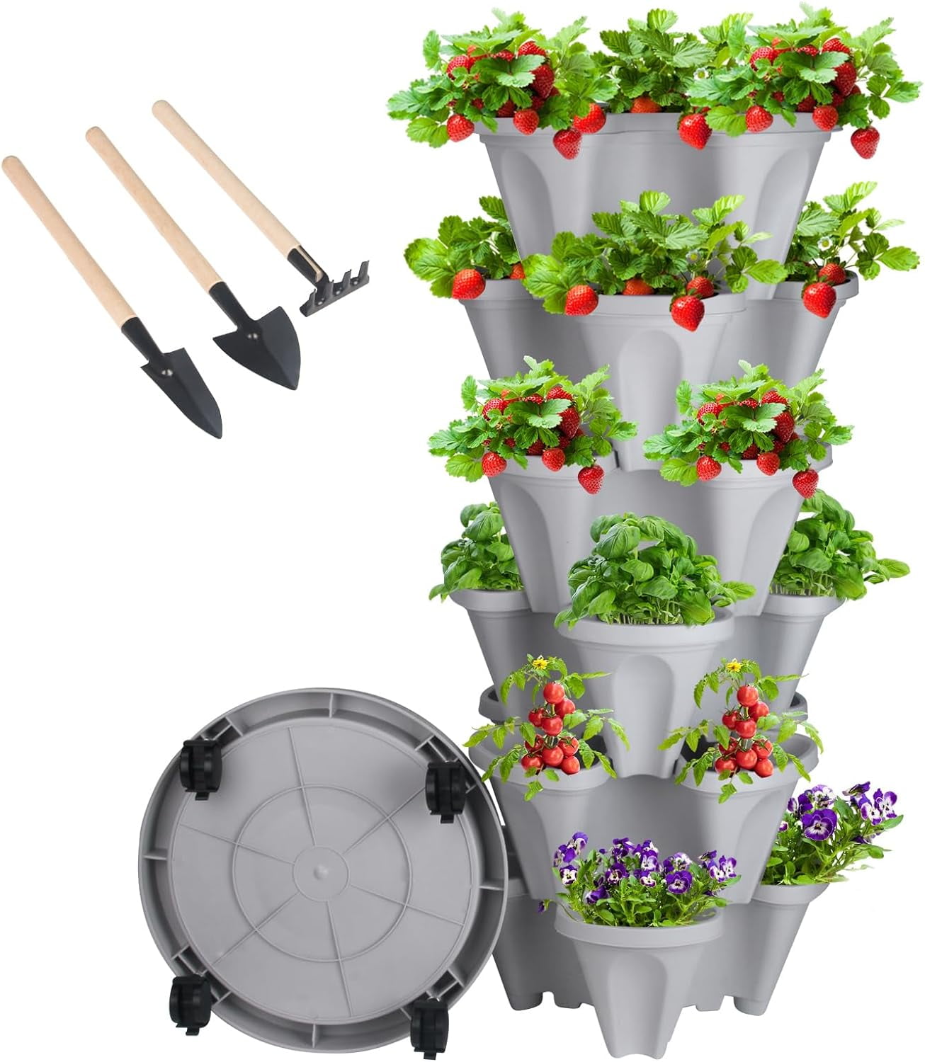 Vertical Planter 7 Tier Stackable Planters Garden Planters Strawberry ...