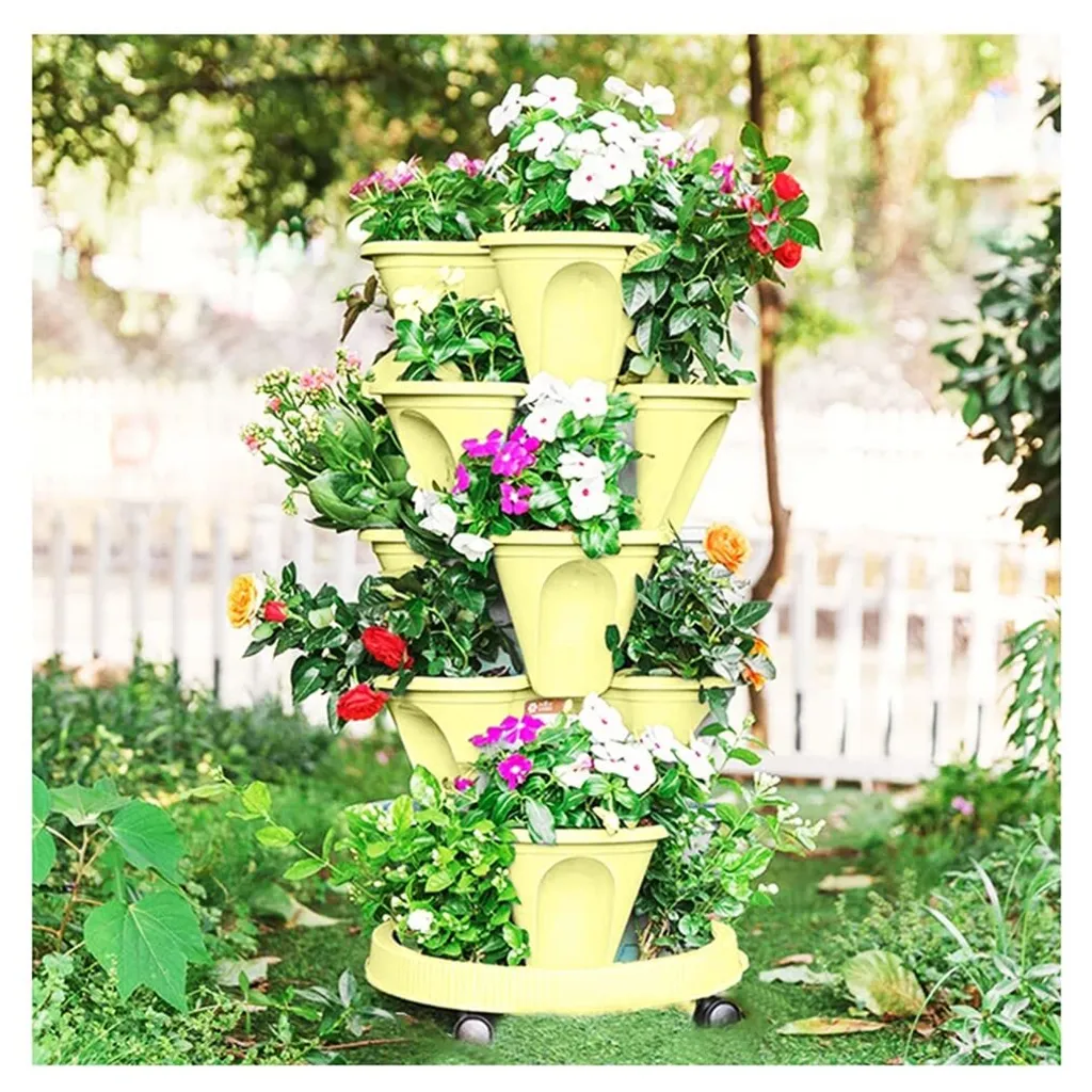 Vertical Planter Set 5 Tiers Stackable Garden Planting Tower Flower ...