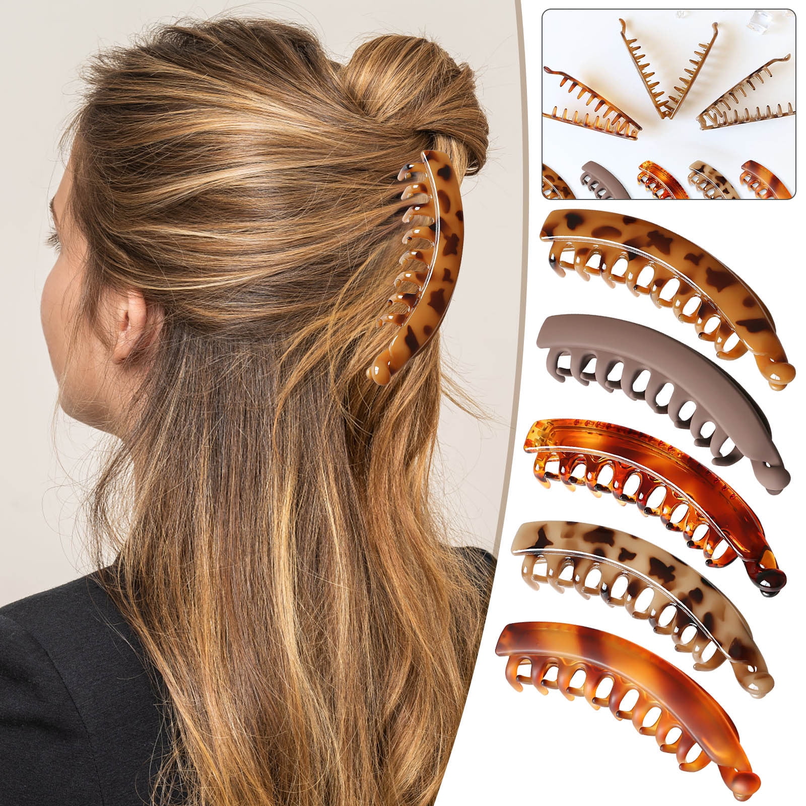 Vertical Ponytail Clip, Korean Banana Hair Accessory, Large Minimalist ...