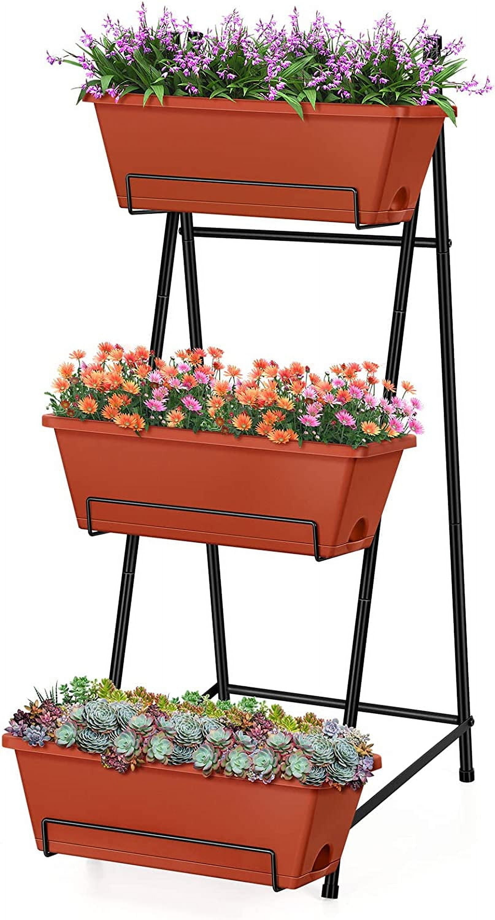 Vertical Raised Garden Bed Outdoor 3 Tiered Garden Planters Standing ...