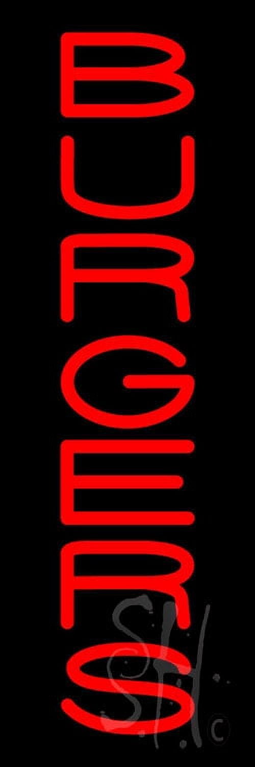Vertical Red Burgers LED Neon Sign 24" Tall x 8" Wide, Clear Edge Cut ...