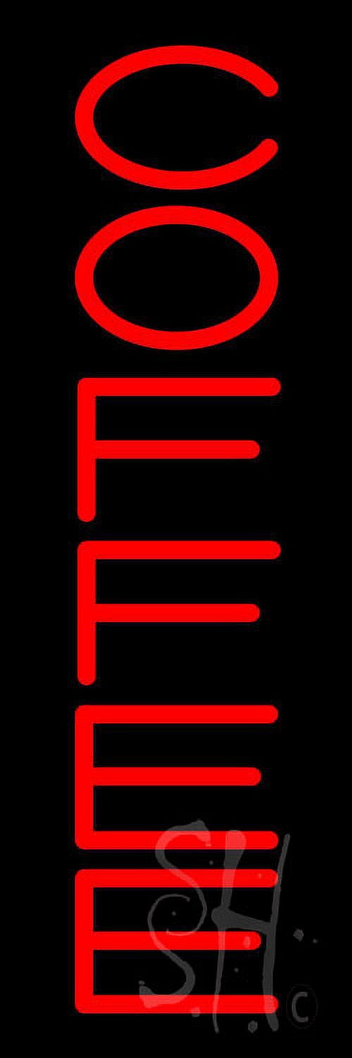 Vertical Red Coffee LED Neon Sign 24 x 8 - inches, Black Square Cut ...