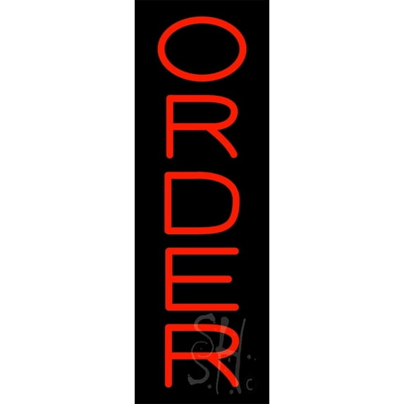 Vertical Red Order LED Neon Sign 24" Tall x 8" Wide, Clear Edge Cut ...