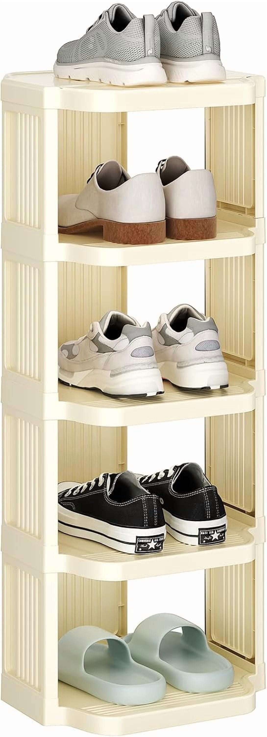 Vertical Shoe Rack: 5 Tiers Stackable Shoe Rack for Closet DIY Free ...