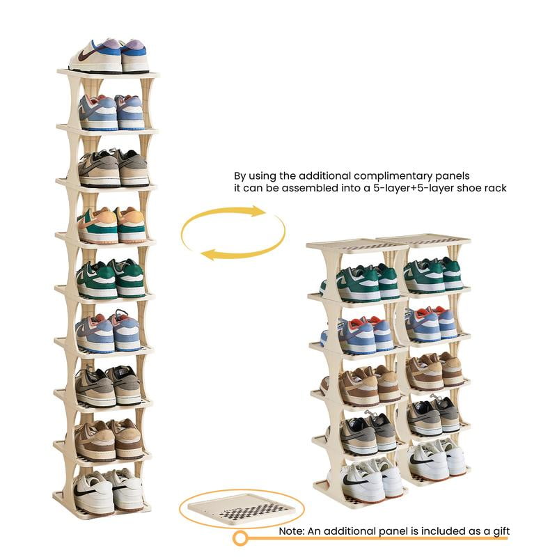 Vertical Shoe Rack 6 Tier Adjustable Shoe Organizer Small Shoe Shelf ...