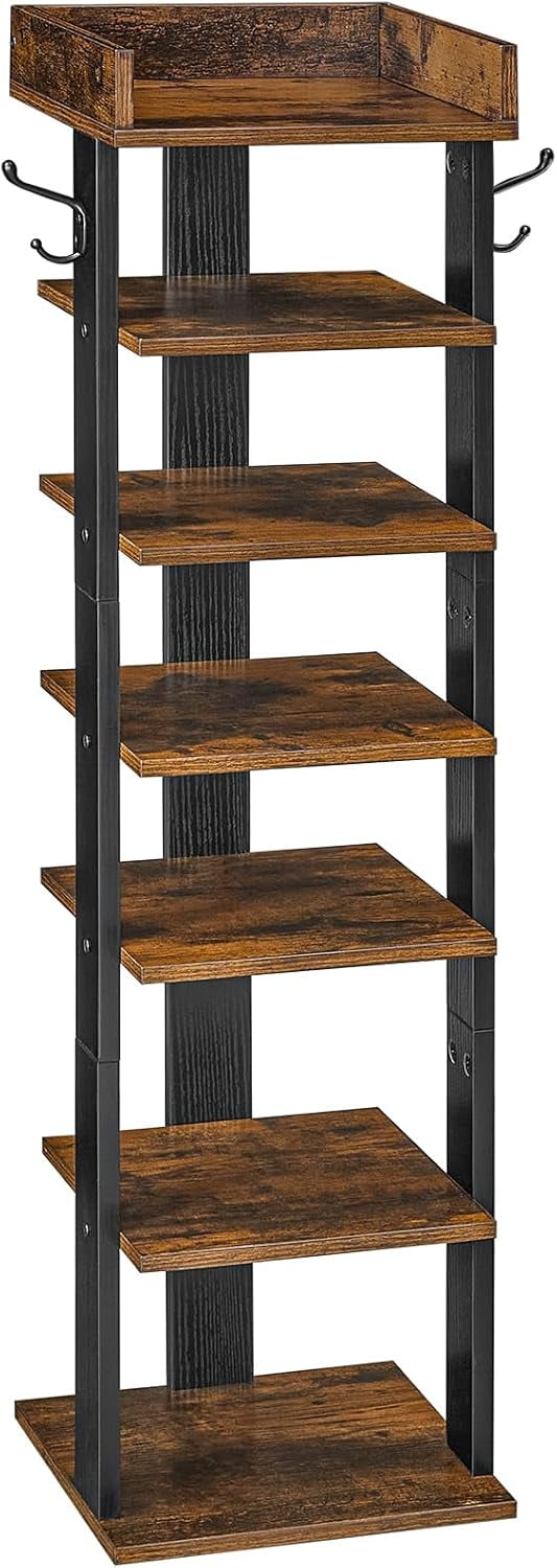 Vertical Shoe Rack for Front Door Entryway, 7 Tier Wooden Shoe Storage ...