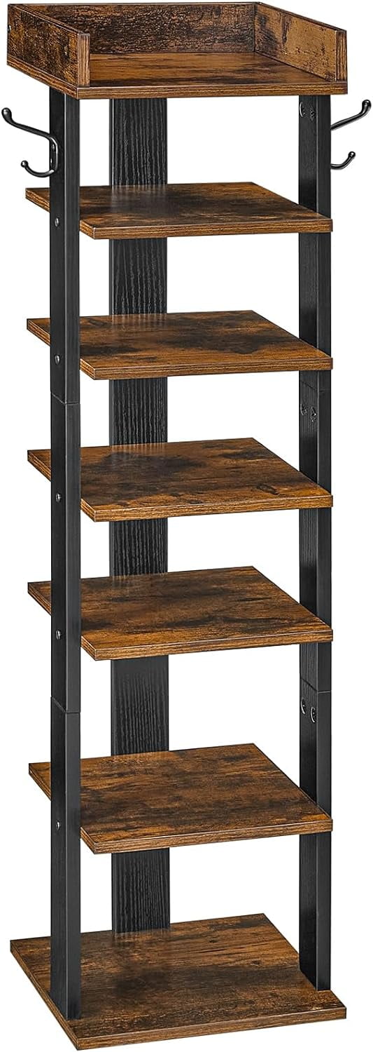 Vertical Shoe Rack for Front Door Entryway, 9 Tier Wooden Shoe Storage ...