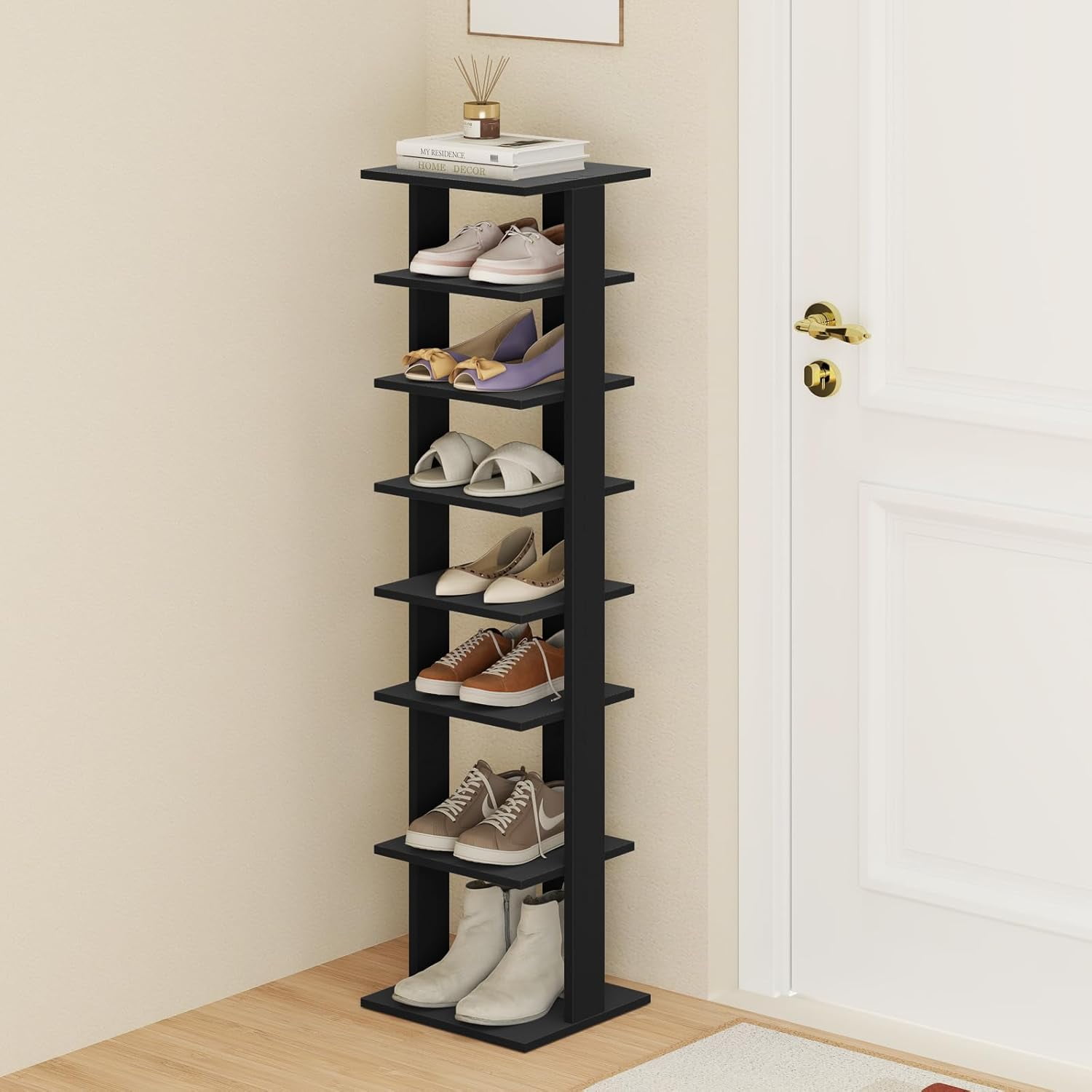 Vertical Shoe Rack, Space-Saving Corner Shoe Organizer , Narrow Shoe ...