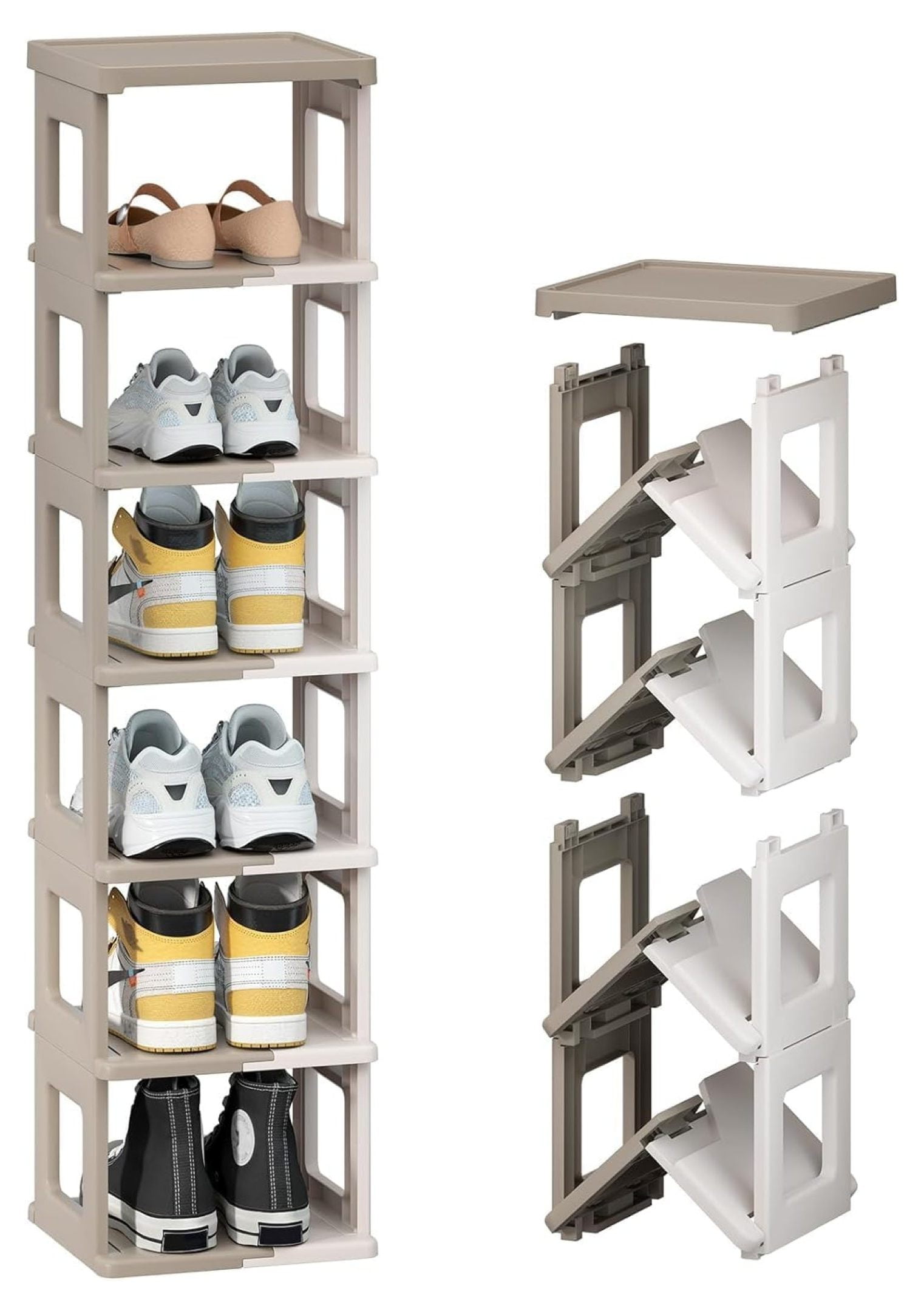 Vertical Shoe Rack Shelf, 7 Tiers Shoe Rack for Front Door Entrance ...