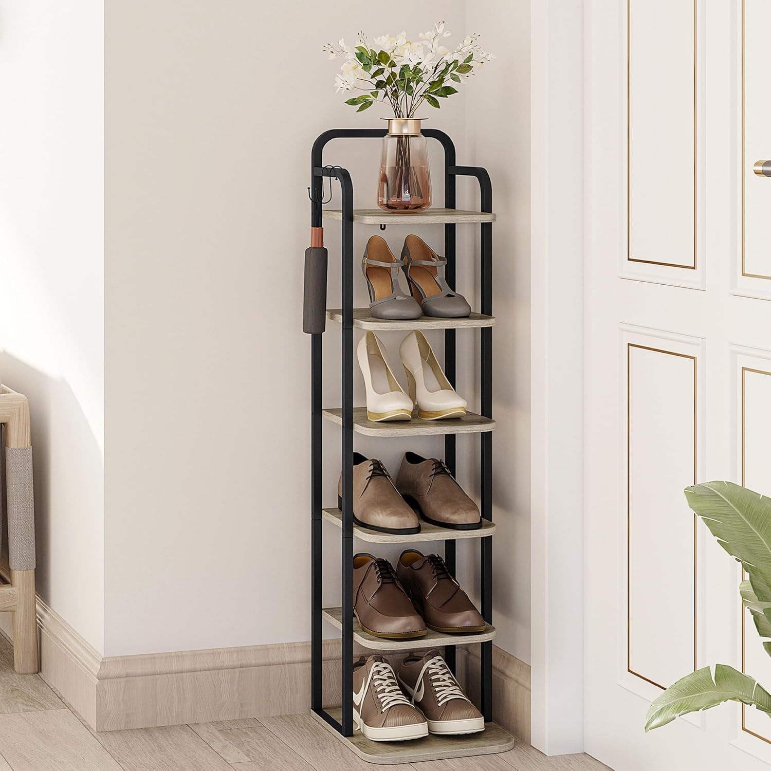 Vertical Shoe Rack, Shoe Shelves, Wood Shoe Organizer for Closet ...