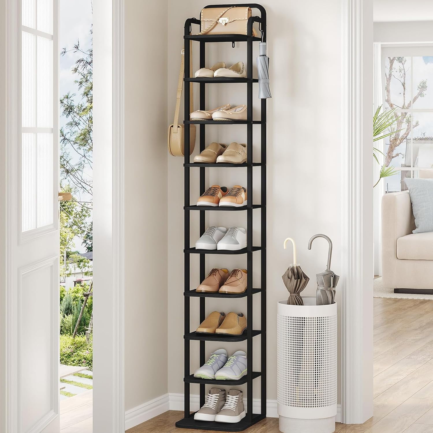 Vertical Shoe Rack, Shoe Shelves, Wood Shoe Organizer for Closet ...