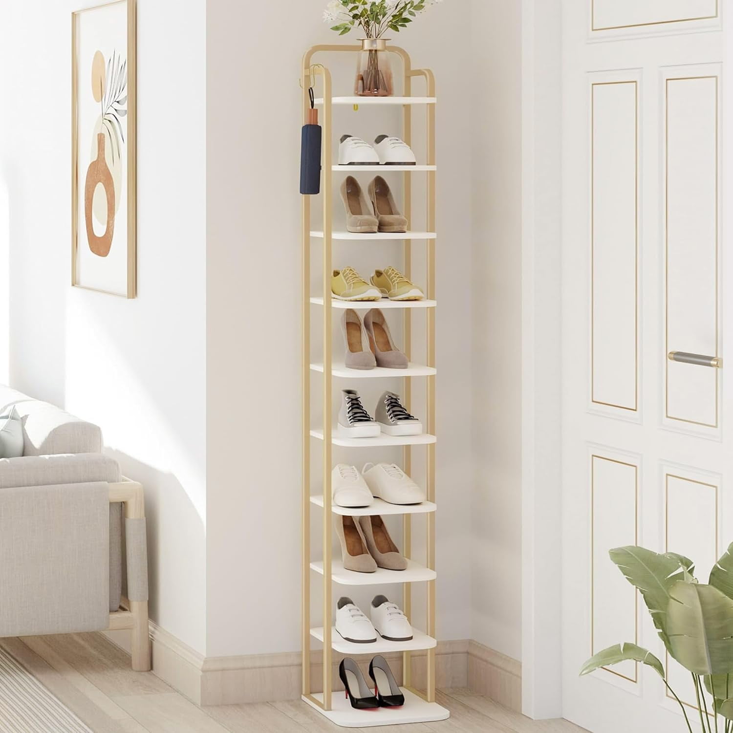 Vertical Shoe Rack, Shoe Shelves, Wood Shoe Organizer for Closet ...