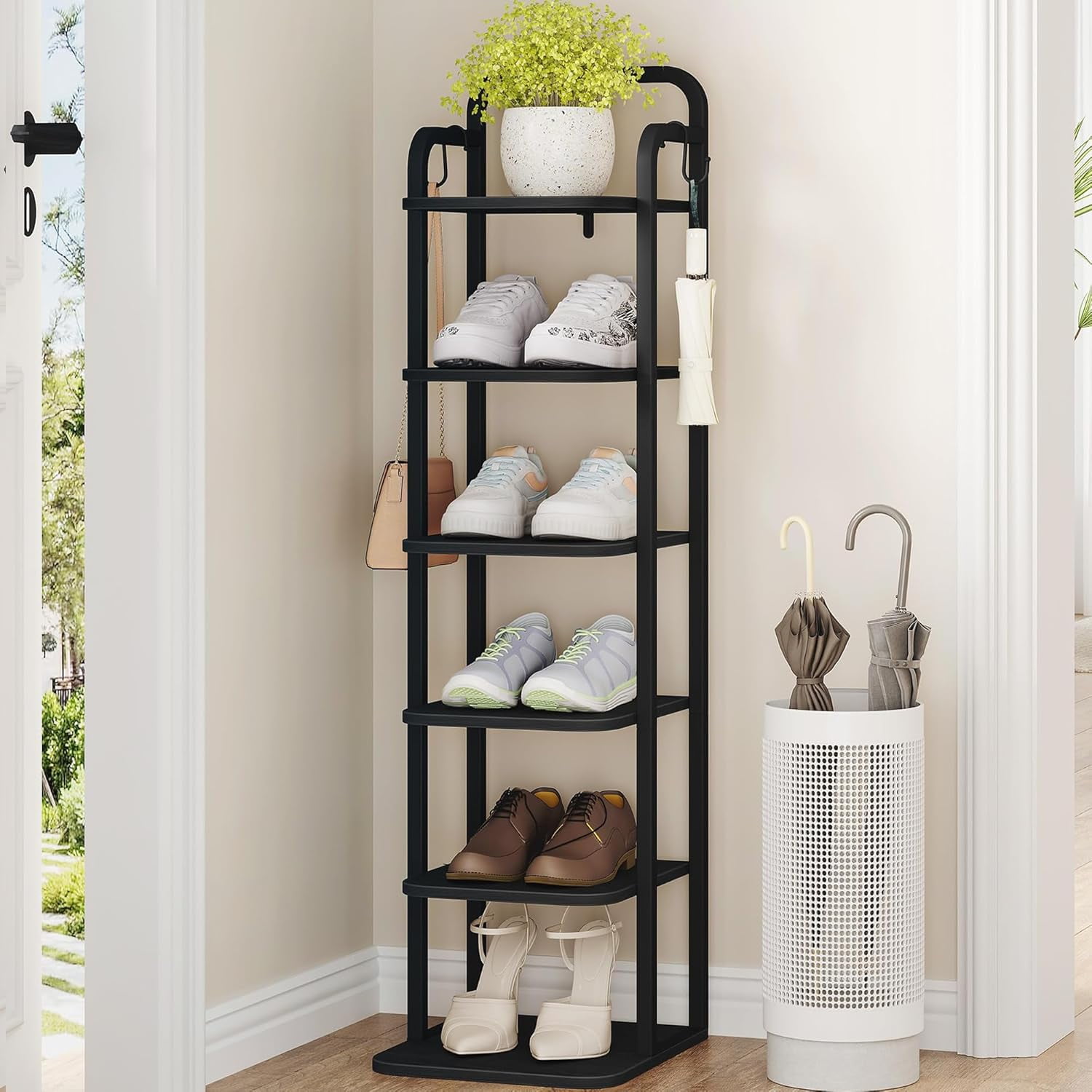 Vertical Shoe Rack, Shoe Shelves, Wood Shoe Organizer for Closet ...