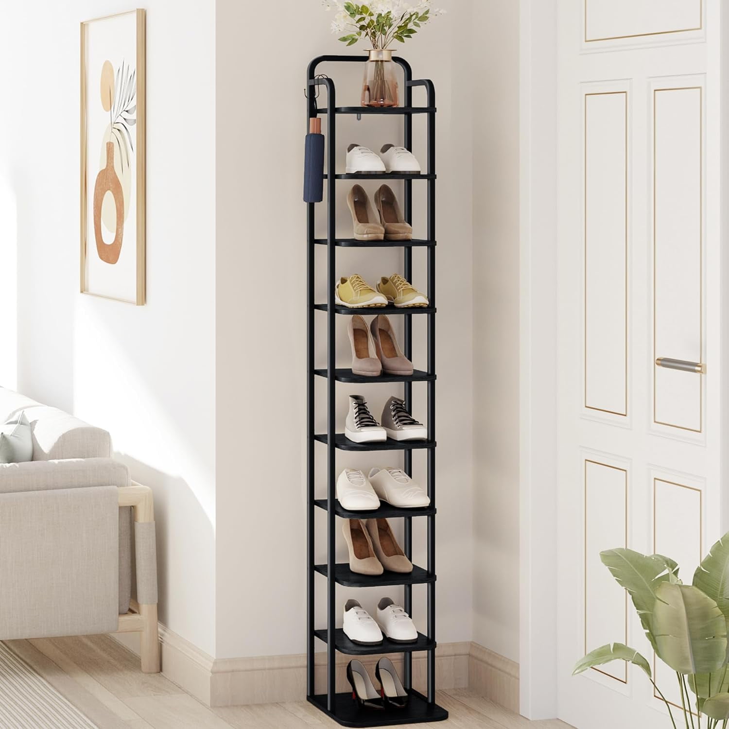 Vertical Shoe Rack, Shoe Shelves, Wood Shoe Organizer for Closet ...