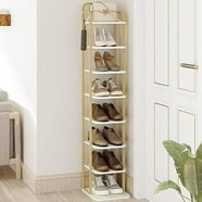 Costway 7-Tier Double Rows Shoe Rack, Vertical Wooden Storage Organizer ...