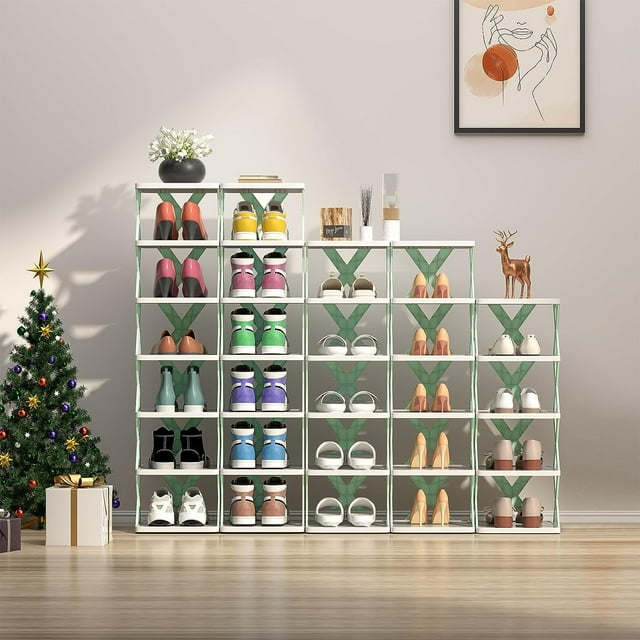 Vertical Shoe Rack for Small Spaces, 6-Tiers Narrow Shoe Shelf Closet ...