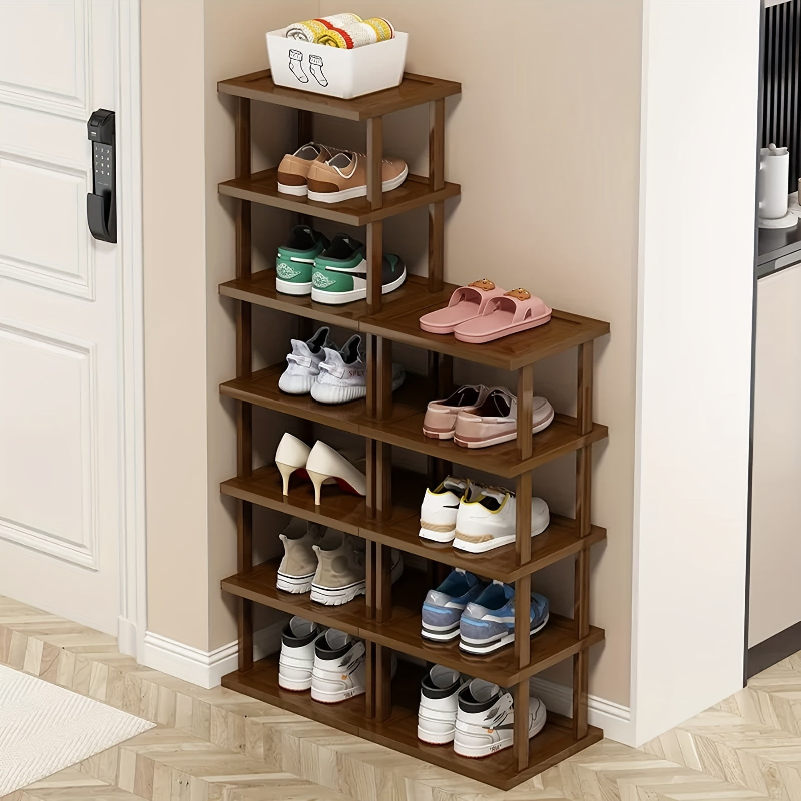 Vertical Shoe Rack - Tall Narrow Shoe Rack Organizer for Small Spaces ...