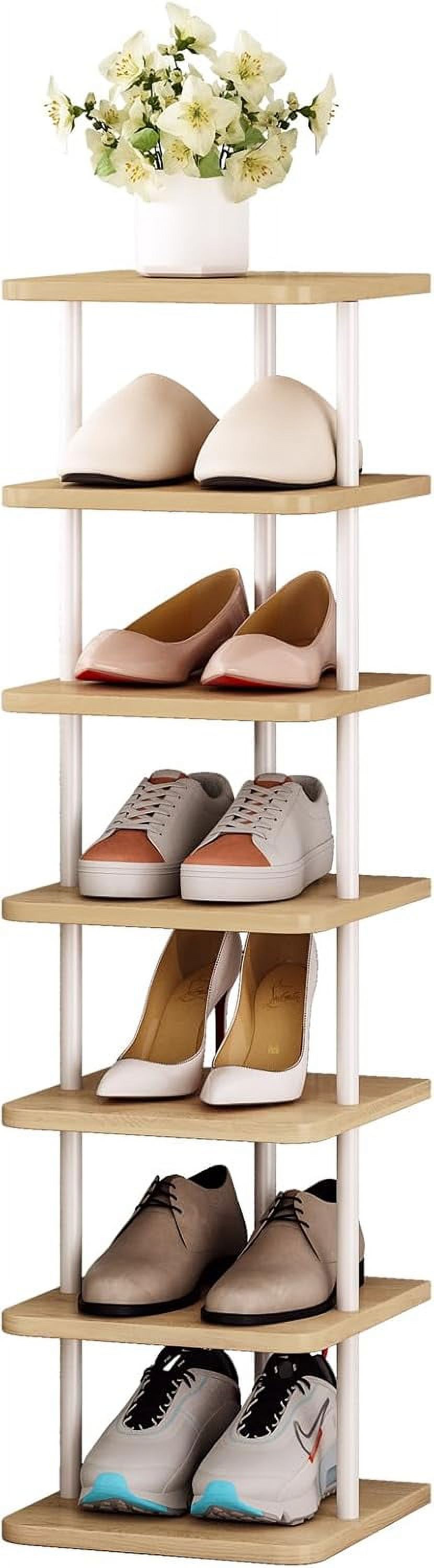 Vertical Shoe Rack Tall Narrow Shoe Shelf Storage 7 Tier Corner Shoe ...