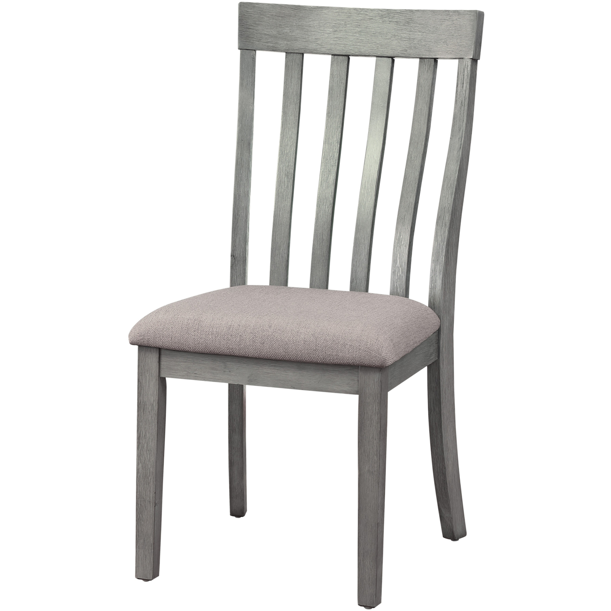 Vertical Slatted Curved Back Side Chair with Fabric Seat, Set of 2 ...