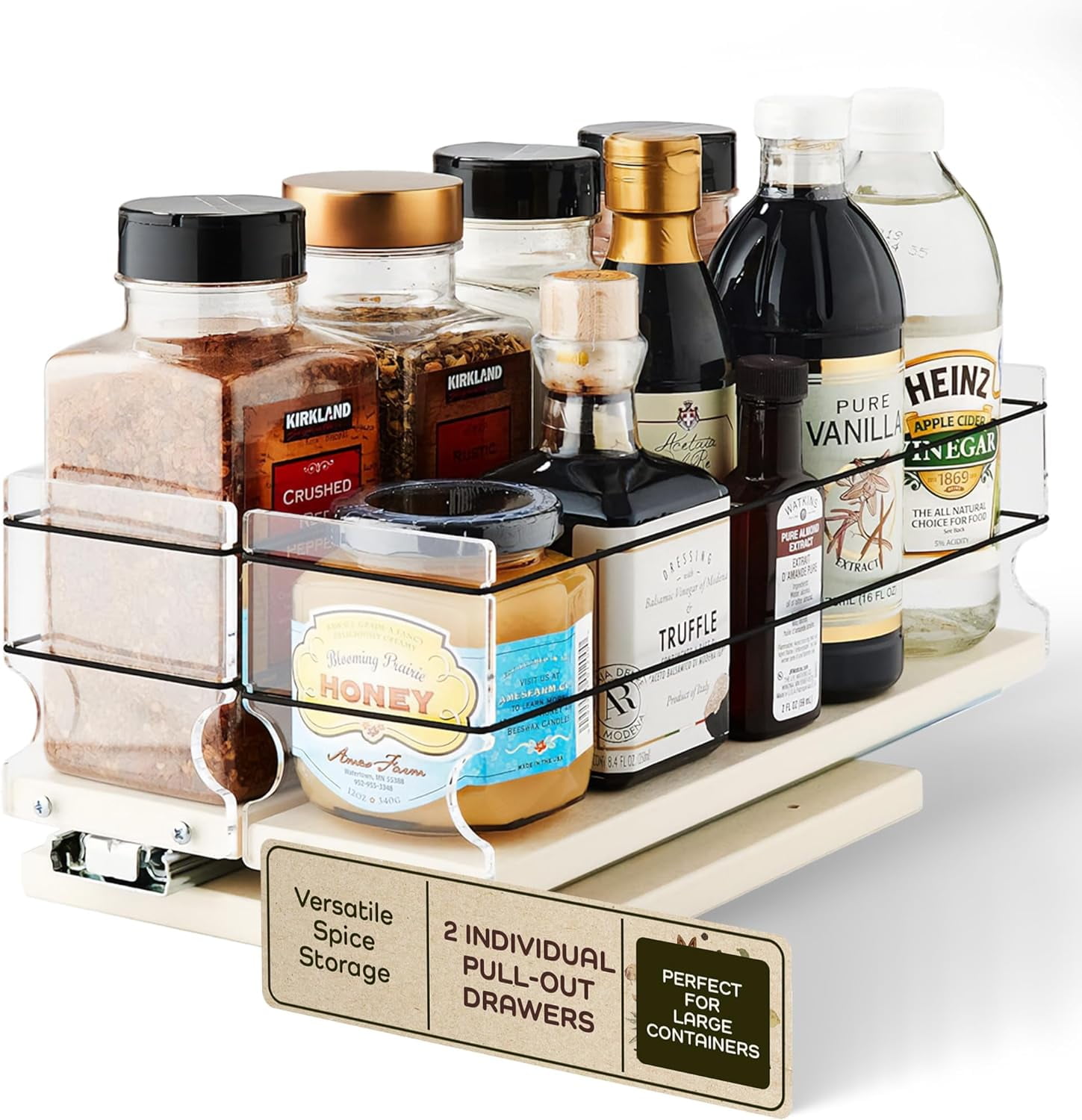 Vertical Spice 13.8" Depth Heavy Duty Pull Out Spice Rack Drawer - 2 ...