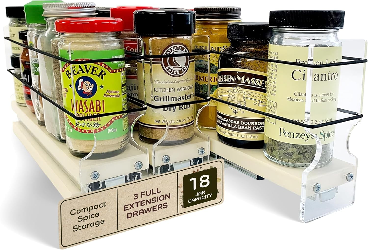 Vertical Spice 13.8" Depth Heavy Duty Pull Out Spice Rack Drawer - 3 ...