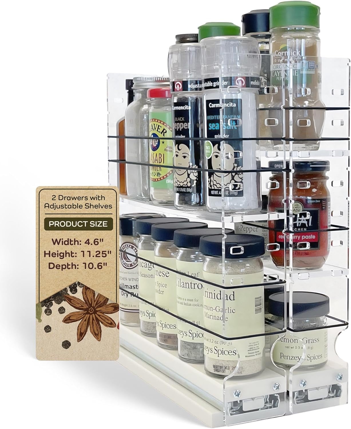 Vertical Spice Adjustable Spice Rack Drawer - Pull Out Cabinet ...