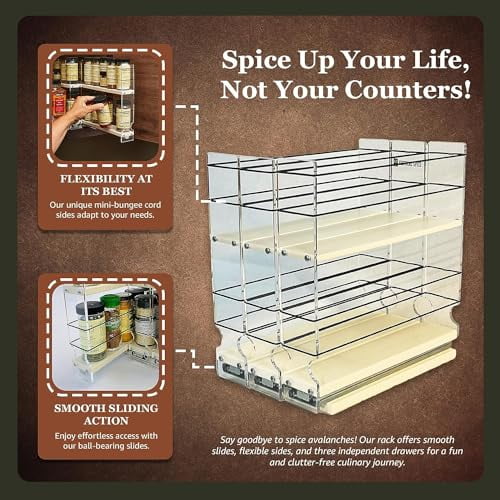 Vertical Spice Cabinet Mounted Spice Rack Drawer - Pull Out Cabinet ...