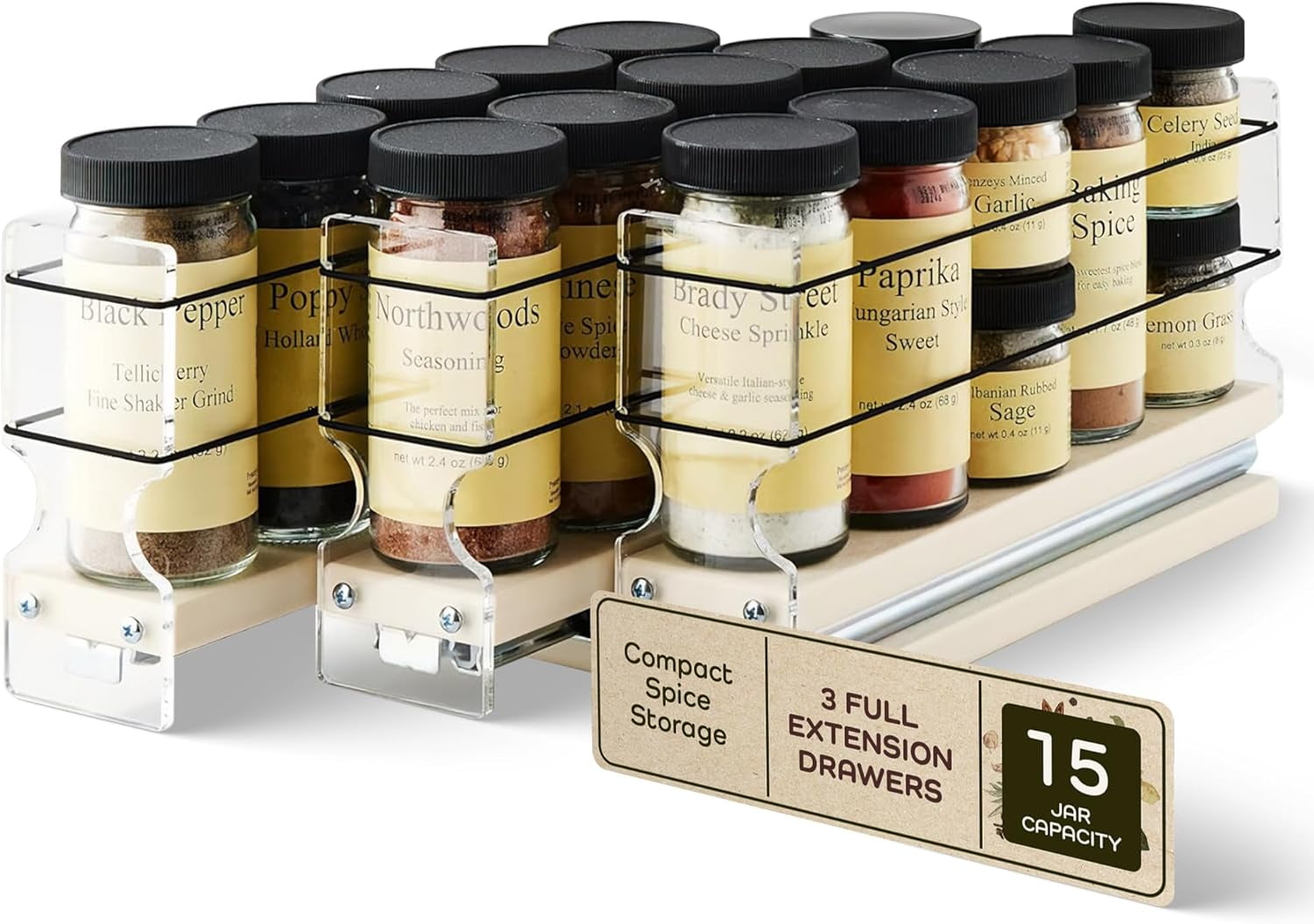 Vertical Spice Cabinet Mounted Spice Rack Drawer - Pull Out Cabinet ...