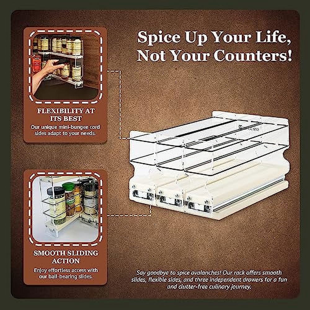 Vertical Spice Cabinet Mounted Spice Rack Organizer - 3 Drawers,15 Reg ...