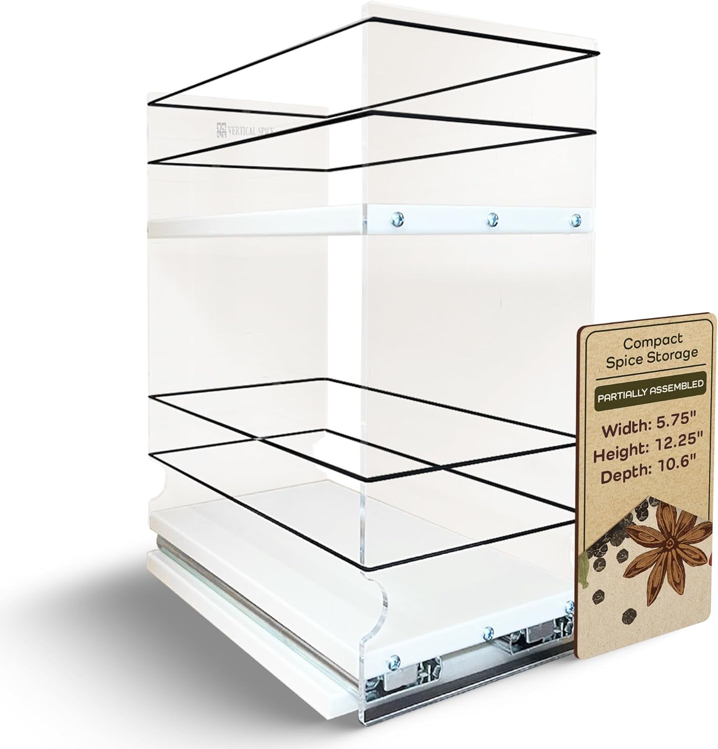 Vertical Spice Heavy Duty Pull Out Spice Rack - Kitchen Cabinet Sliding ...