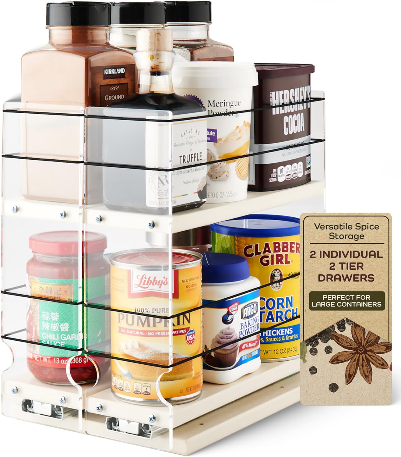 Vertical Spice -Large Pullout Sliding Spice Rack Organizer - 2 ...