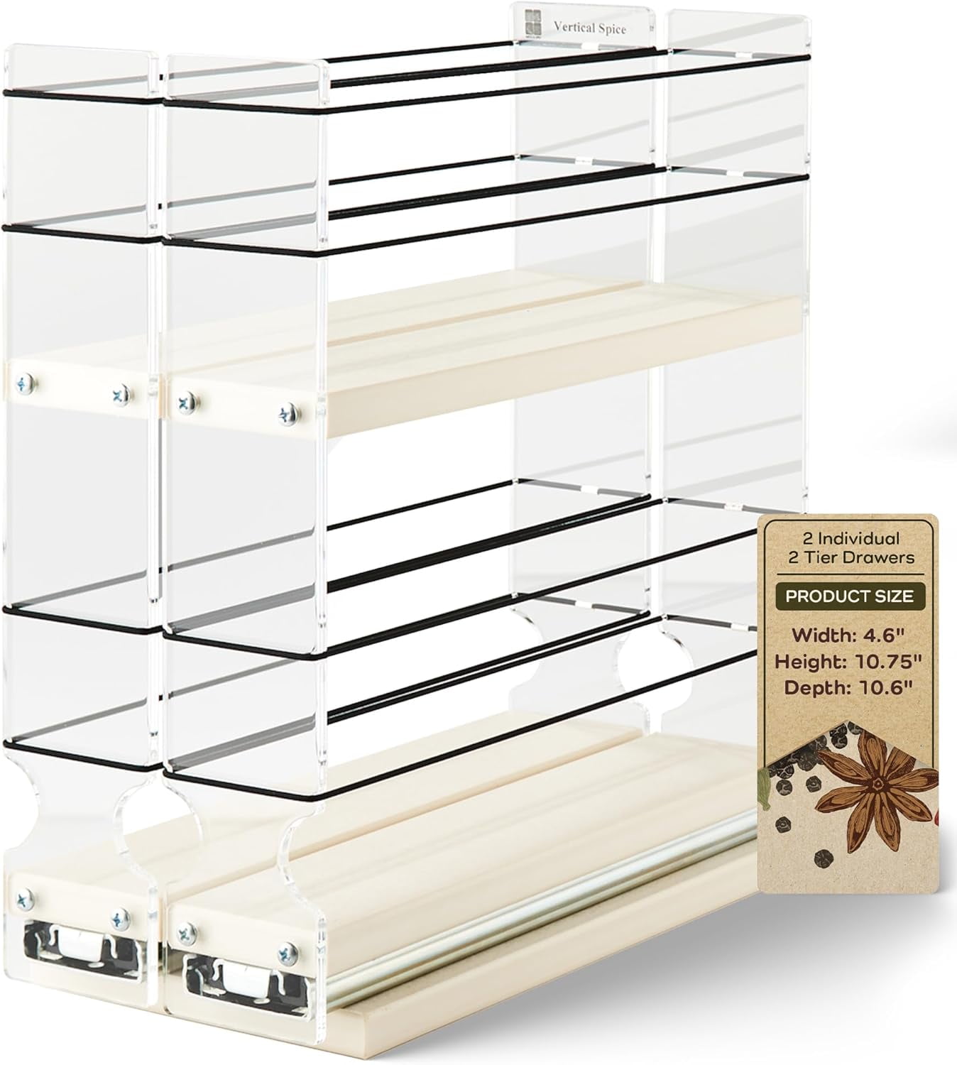 Vertical Spice - Narrow Pullout Spice Rack - Sliding Drawer for Kitchen ...