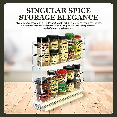 Vertical Spice Narrow Spice Rack - Sliding Spice Jars Organizer ...