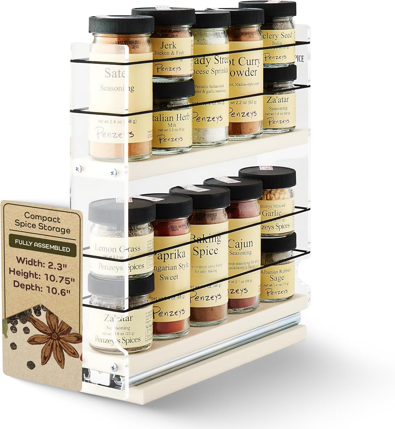 Vertical Spice Narrow Spice Rack - Sliding Spice Jars Organizer ...