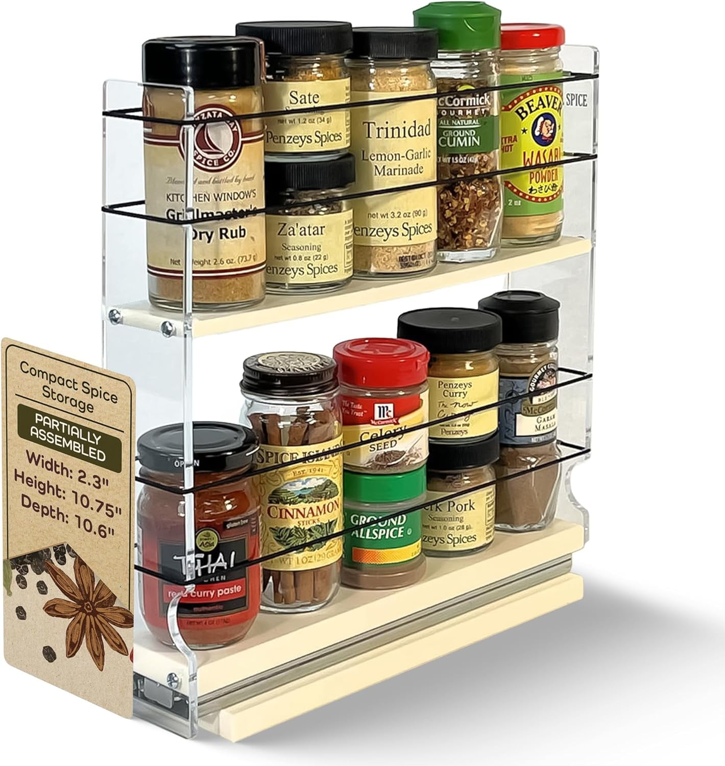 Vertical Spice Narrow Spice Rack – Sliding Spice Jars Organizer ...