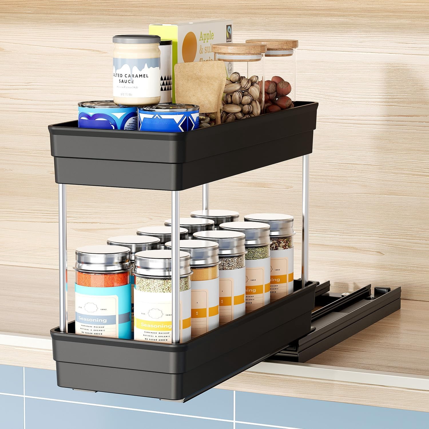 Vertical Spice Rack Pull Out-Spice Racks for Inside Cabinets-4-1/3 inch ...