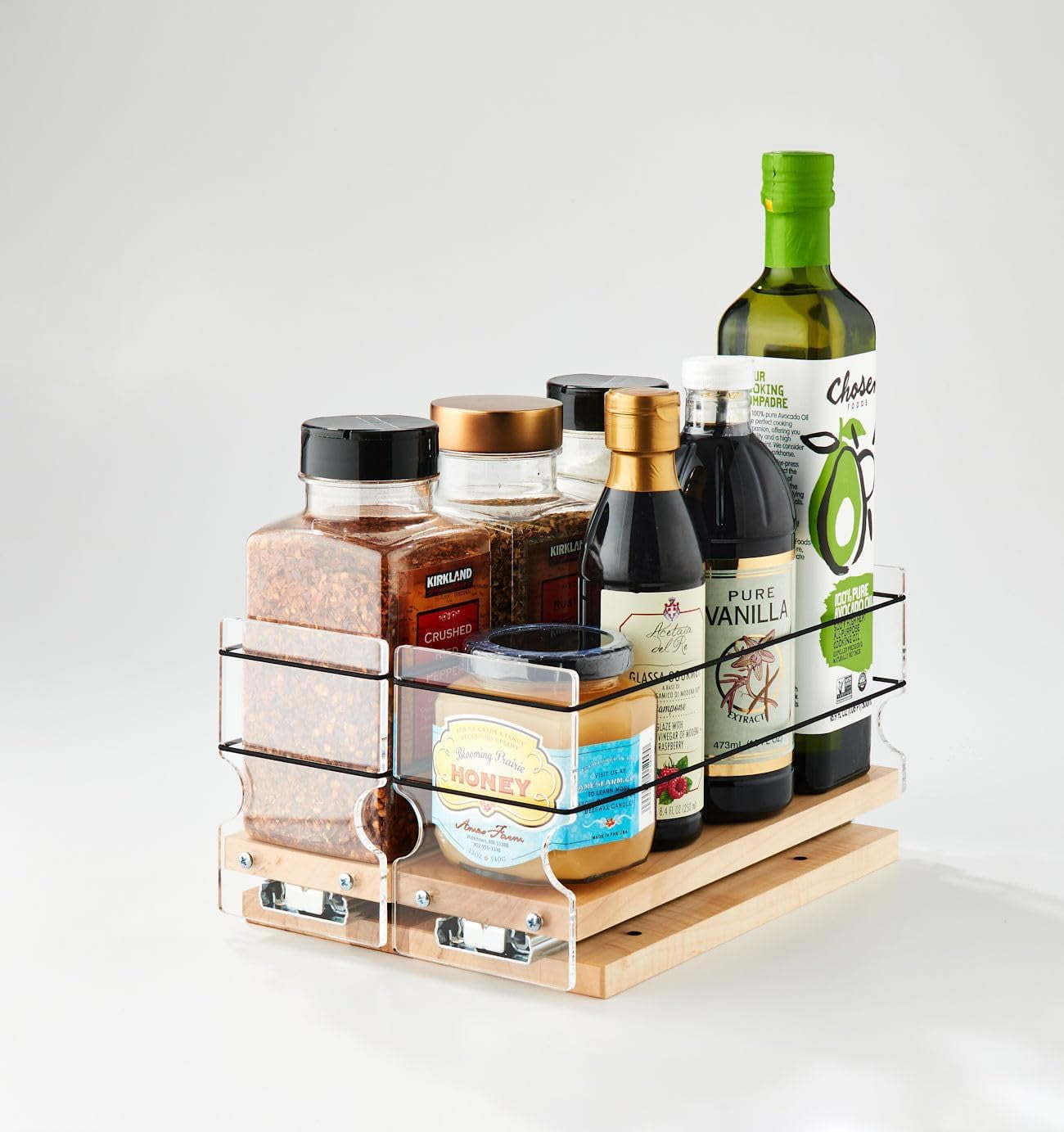 Vertical Spice Solid Maple Storage Rack Drawer - Sliding Spice Rack ...