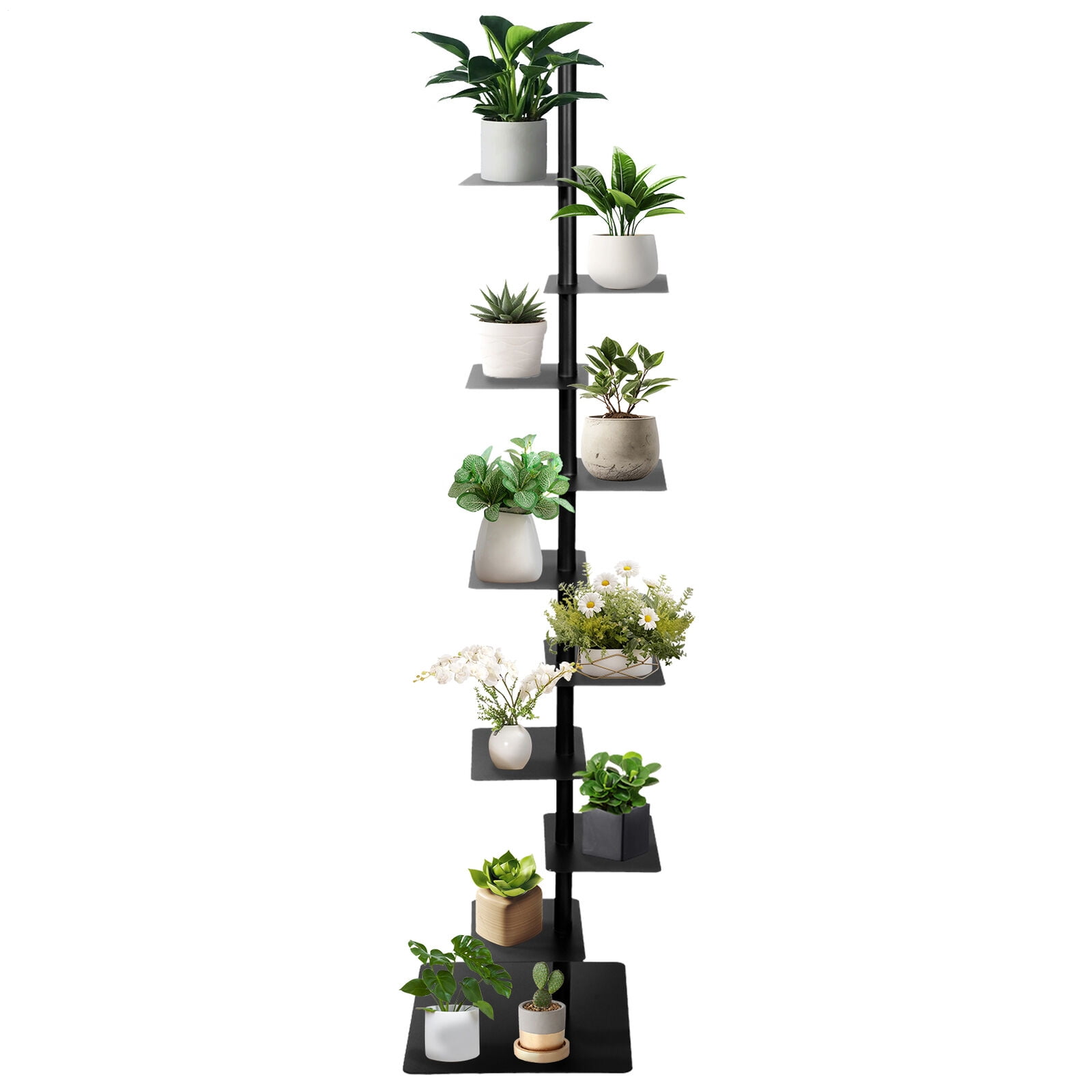 Vertical Spine Book Tower 9-Tier Metal Spine Bookshelf Book Organizer ...