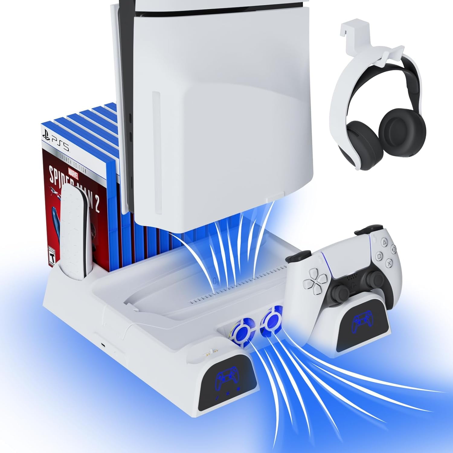 Vertical Stand with Cooling Fan Station for PS5 Slim Console ...