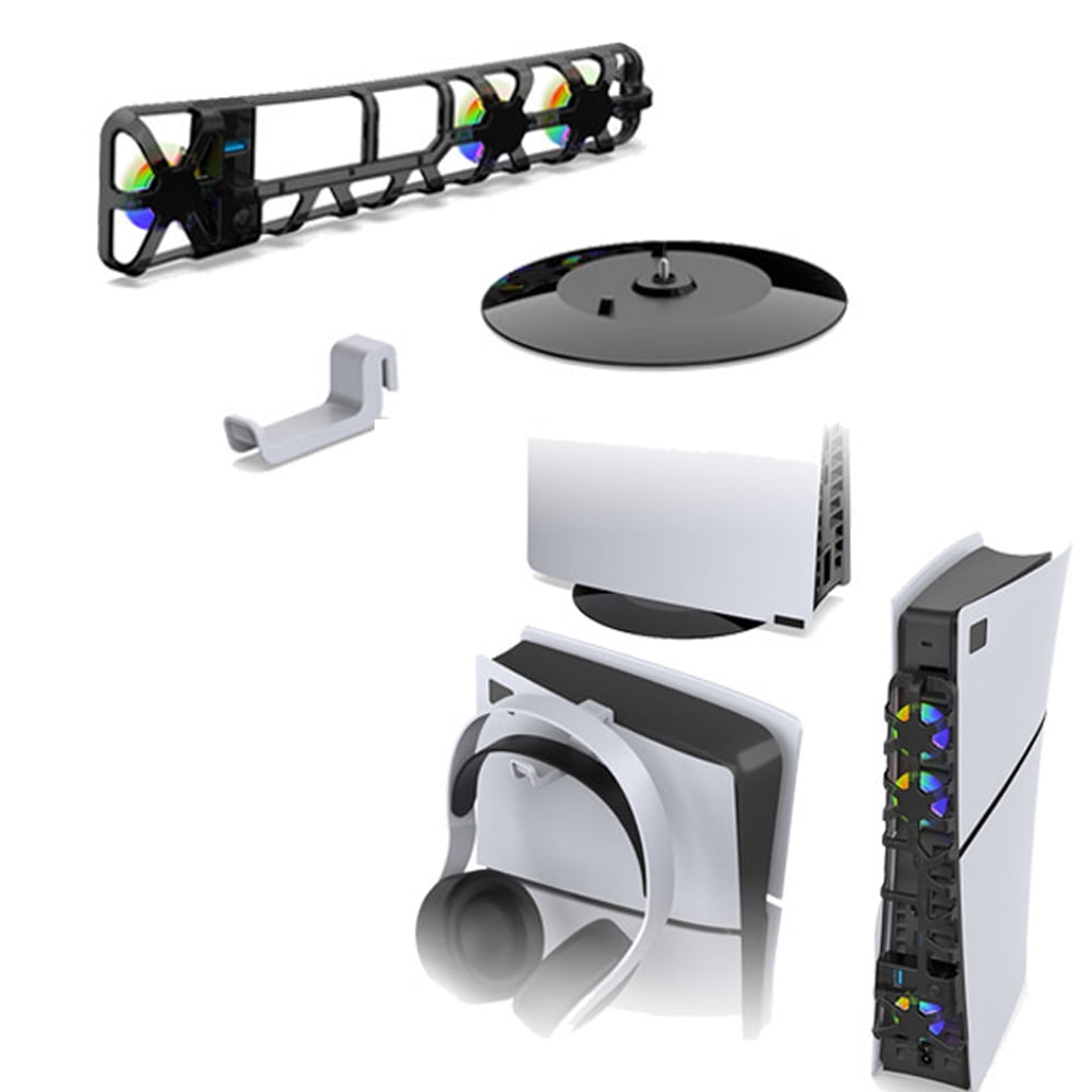 Vertical Stand for PS5 Slim Console Disc and Digital,Cooling fan with ...